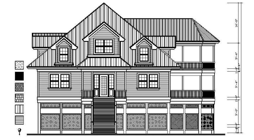 Housing bungalow drawings elevation details 2d view autocad file Housing bungalow drawings elevation details 2d view autocad file