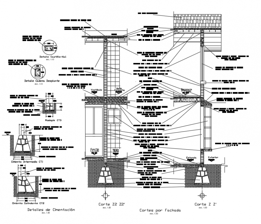 Housing sections details by facade with constructive details dwg file ... Housing sections details by facade with constructive details dwg file ...