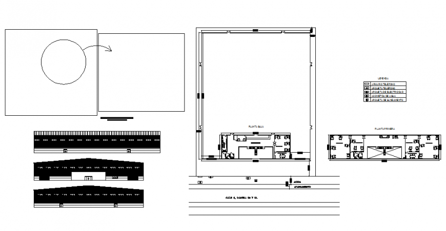 Industrial warehouse all sided elevation and distribution plant details ...