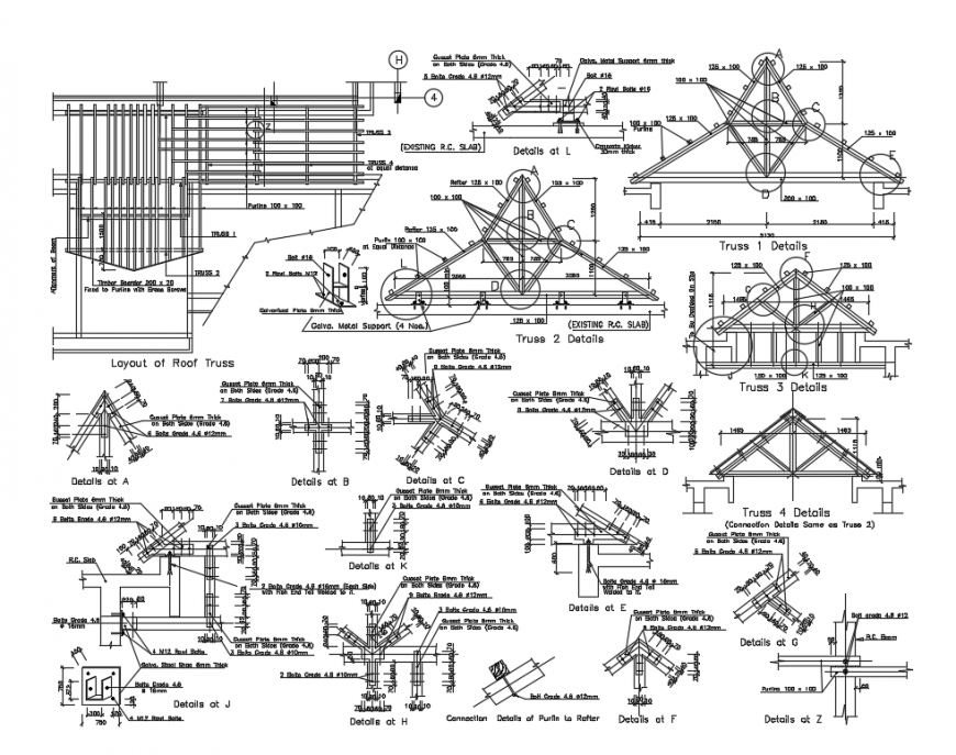 Layout of roof truss with constructive sectional details dwg file - Cadbull Layout of roof truss with constructive sectional details dwg file - Cadbull