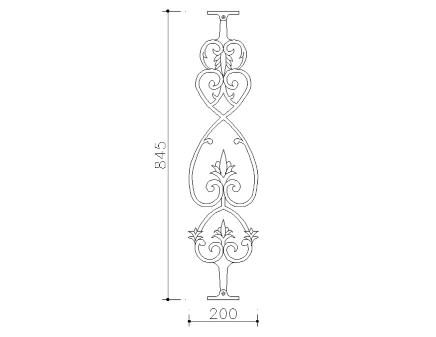 Leaf pattern railing block design cad drawing details dwg file - Cadbull Leaf pattern railing block design cad drawing details dwg file - Cadbull