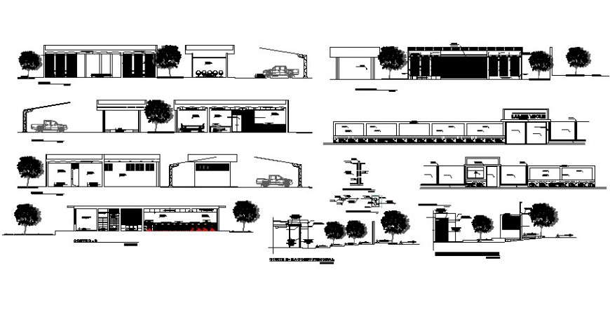 Local office building all sided elevation and section cad drawing ... Local office building all sided elevation and section cad drawing ...