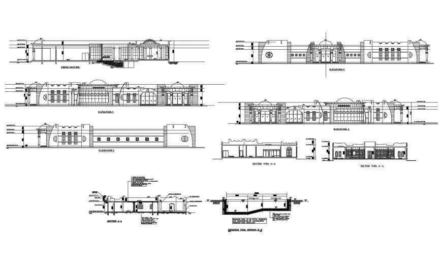 Luxuries clubhouse villa all sided elevation and sectional details dwg ... Luxuries clubhouse villa all sided elevation and sectional details dwg ...