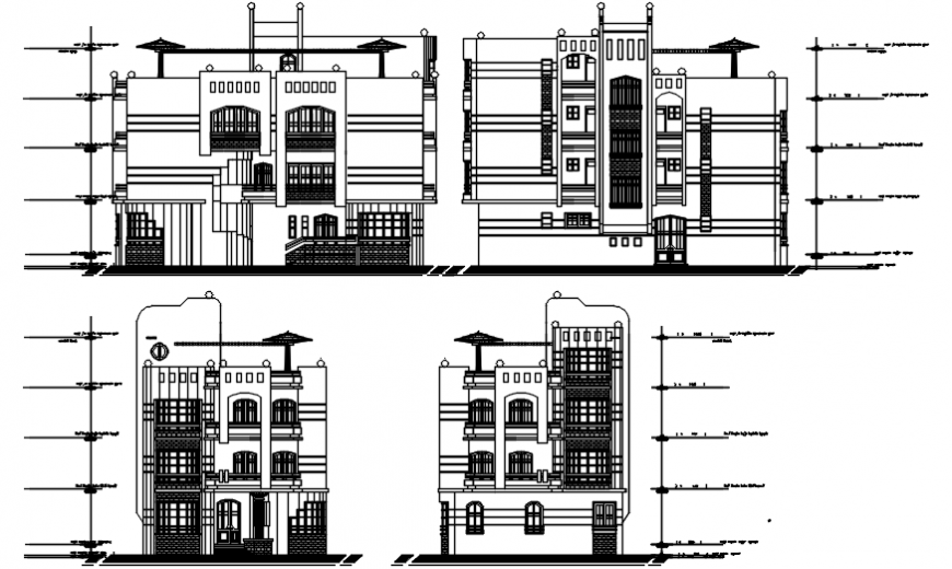 Luxuries meky villa all sided elevation cad drawing details dwg file ... Luxuries meky villa all sided elevation cad drawing details dwg file ...