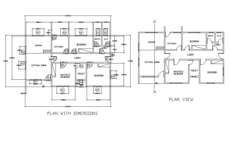 Luxuries multi-bedroom residential bungalow floor plan cad drawing ... Luxuries multi-bedroom residential bungalow floor plan cad drawing ...