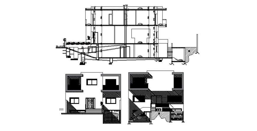 Main constructive section and both sided elevation details of house dwg ... Main constructive section and both sided elevation details of house dwg ...