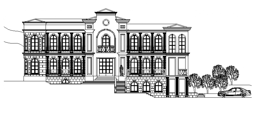 Main facade elevation details of multi-flooring luxuries villa dwg file ... Main facade elevation details of multi-flooring luxuries villa dwg file ...