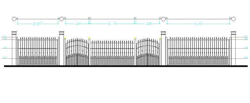 Metal compound wall and gate elevation drawing in dwg AutoCAD file ... Metal compound wall and gate elevation drawing in dwg AutoCAD file ...
