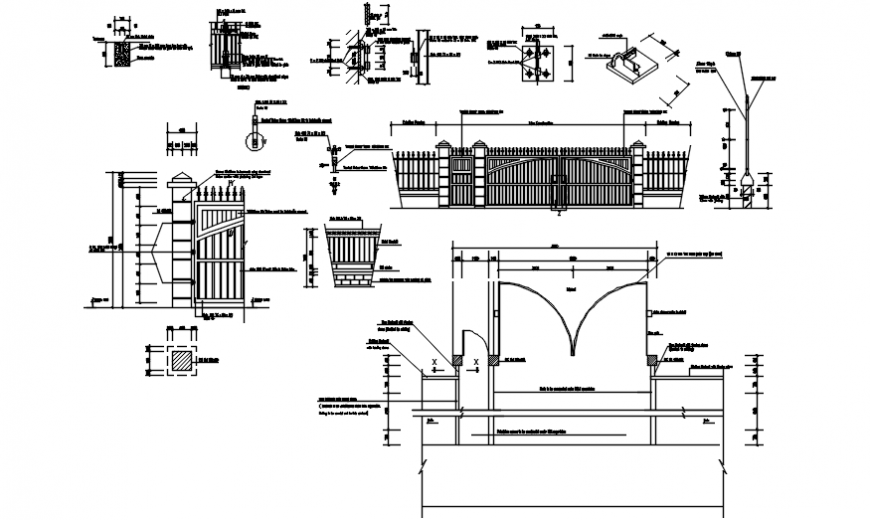 Metal gate elevation, section and installation details dwg file - Cadbull Metal gate elevation, section and installation details dwg file - Cadbull