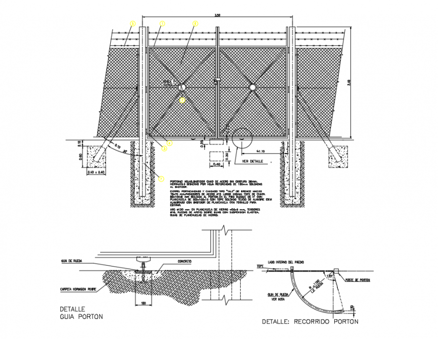 Metallic emergency gate structure constructive details dwg file - Cadbull Metallic emergency gate structure constructive details dwg file - Cadbull
