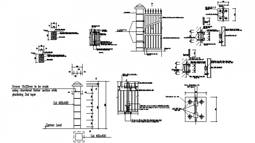 Metallic gate sections and constructive structure details dwg file ... Metallic gate sections and constructive structure details dwg file ...