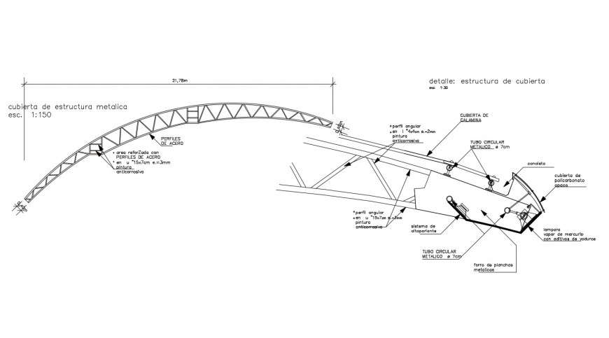Metallic roof truss section and constructive structure cad drawing ... Metallic roof truss section and constructive structure cad drawing ...