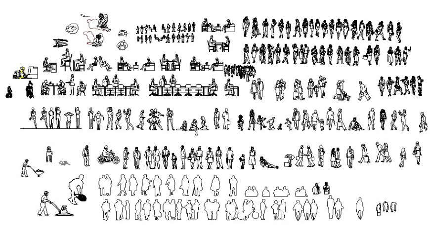 Miscellaneous all types and common people elevation blocks cad drawing ...