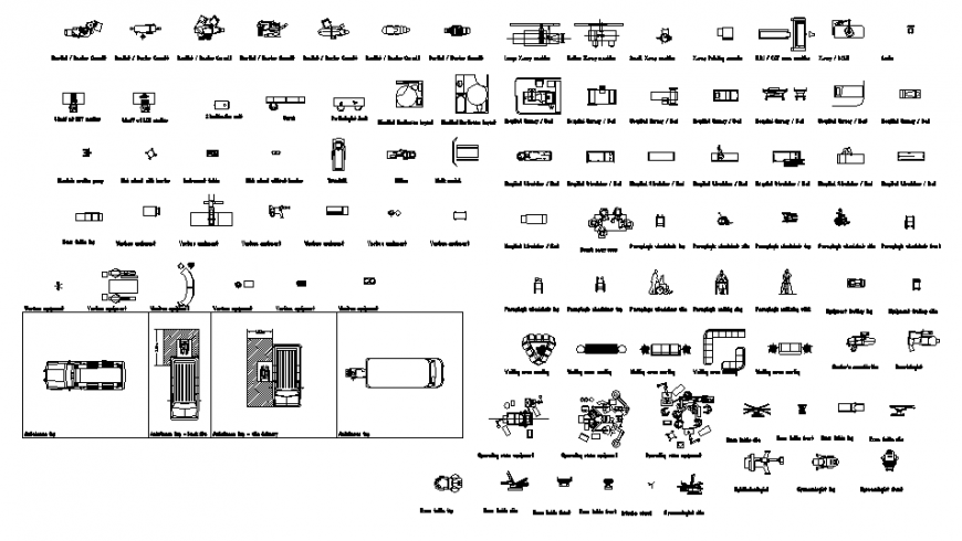 Miscellaneous hospital furniture blocks cad drawing details dwg file ...
