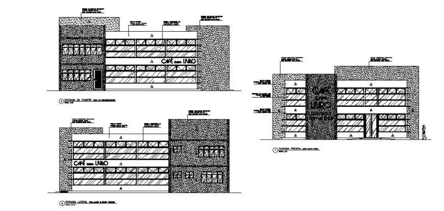 Multi-flooring executive building all sided elevation cad drawing ... Multi-flooring executive building all sided elevation cad drawing ...