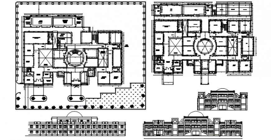Multi-flooring school building all sided elevation and section and ... Multi-flooring school building all sided elevation and section and ...