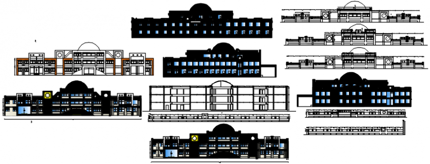 Multi-flooring school building all sided elevation and section cad ... Multi-flooring school building all sided elevation and section cad ...