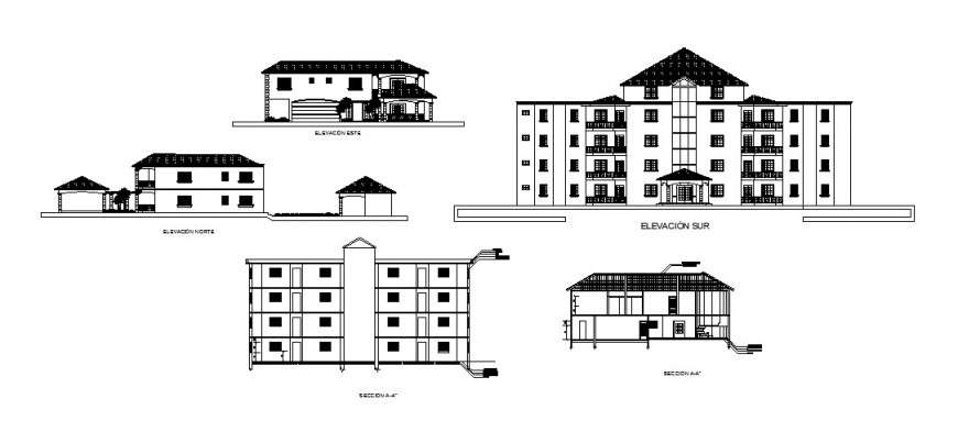 Multi-story hotel building elevation and section cad drawing details ... Multi-story hotel building elevation and section cad drawing details ...