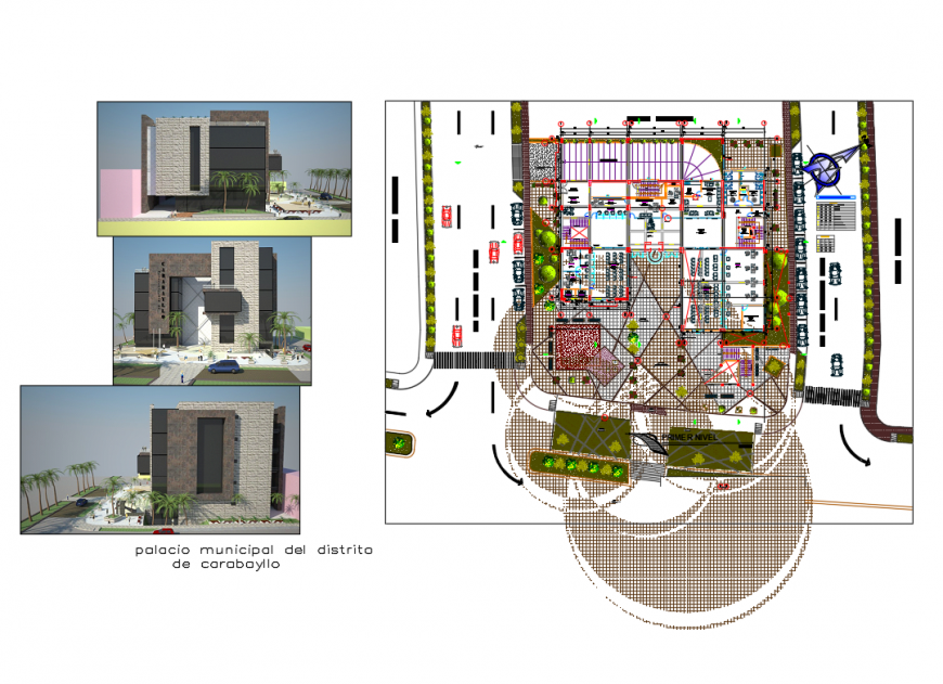 Multi-story municipal office building all sided elevation and general ... Multi-story municipal office building all sided elevation and general ...