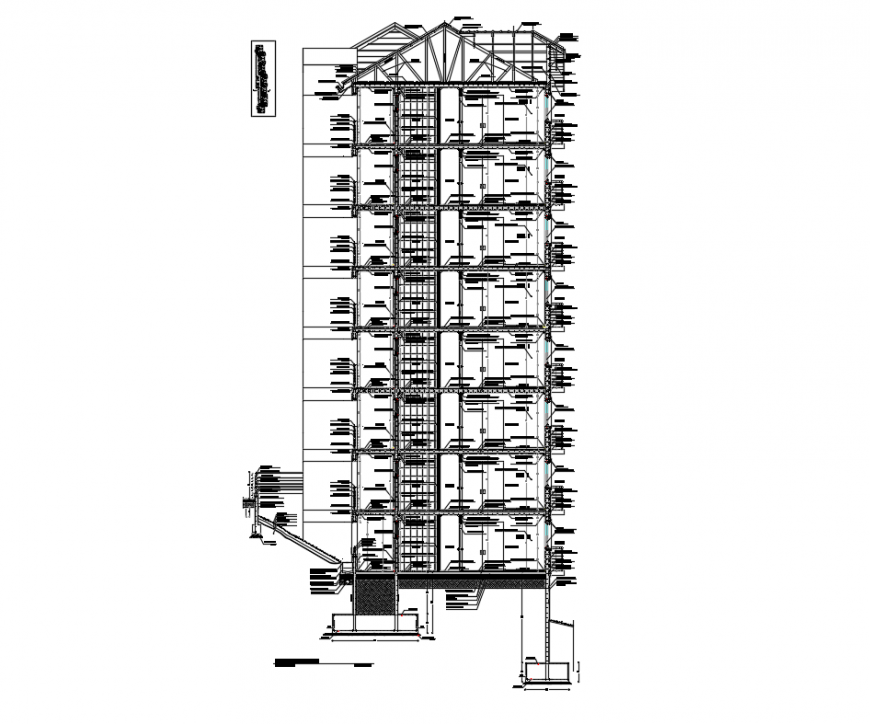Multi-story office building constructive front sectional details dwg ... Multi-story office building constructive front sectional details dwg ...