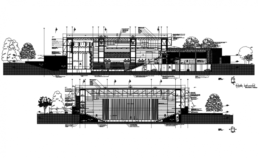 Multi functional pavilion section 1100 elevation dwg file - Cadbull Multi functional pavilion section 1100 elevation dwg file - Cadbull