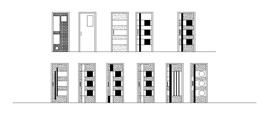 Multiple beautiful single doors elevation block cad drawing details dwg ... Multiple beautiful single doors elevation block cad drawing details dwg ...