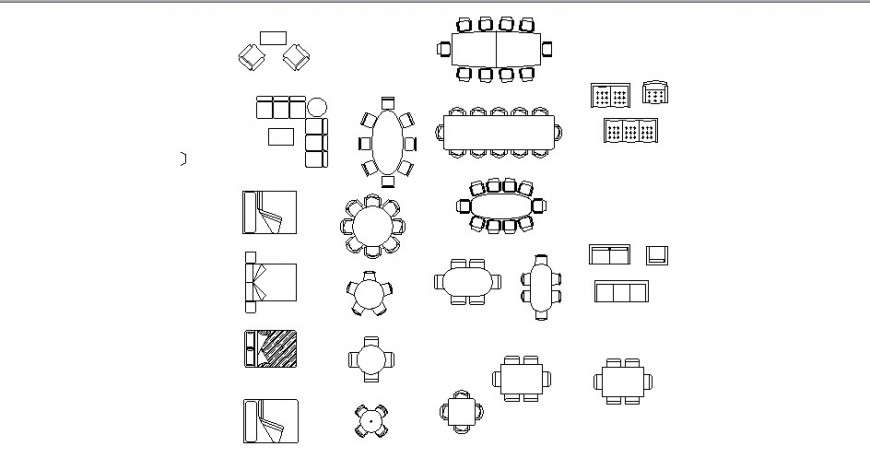 Multiple Dining Tables And Furniture Blocks Cad Drawing Details Dwg File Cadbull
