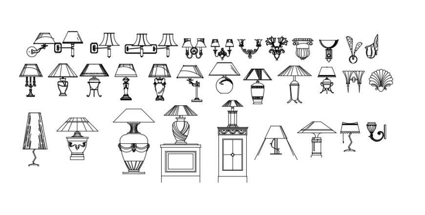 Multiple household night lamp elevation blocks cad drawing details dwg ... Multiple household night lamp elevation blocks cad drawing details dwg ...