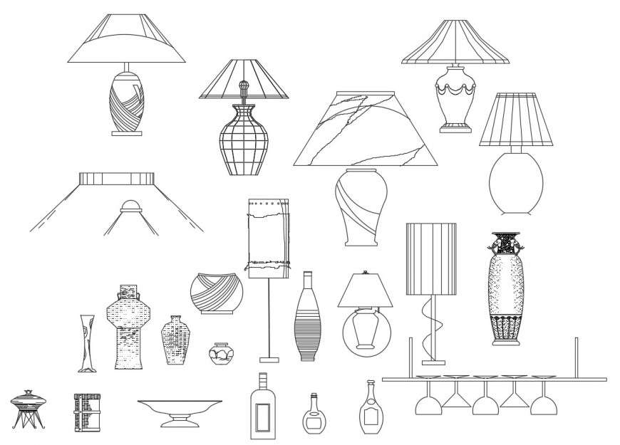Multiple lamps and decorative household blocks cad drawing details dwg ... Multiple lamps and decorative household blocks cad drawing details dwg ...