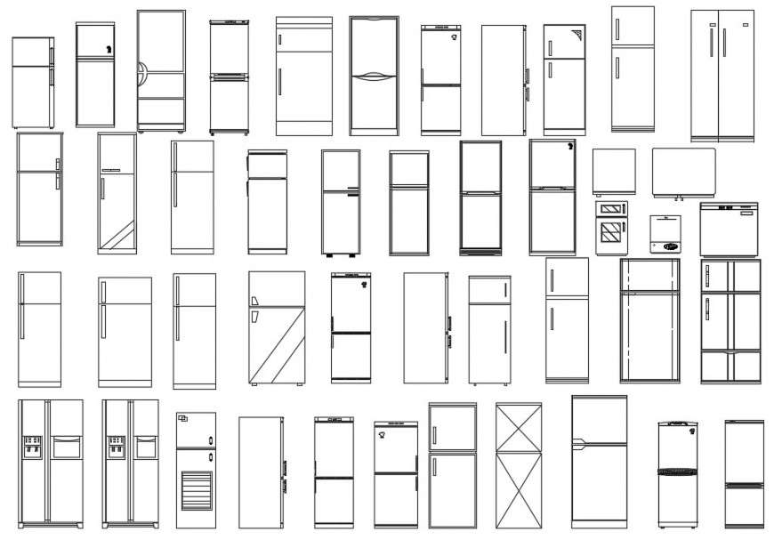 Multiple refrigerator 2d elevation blocks cad drawing details dwg file ... Multiple refrigerator 2d elevation blocks cad drawing details dwg file ...