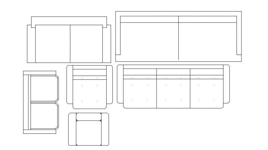 Multiple sofa sets blocks 2d elevations cad drawing details dwg file ... Multiple sofa sets blocks 2d elevations cad drawing details dwg file ...