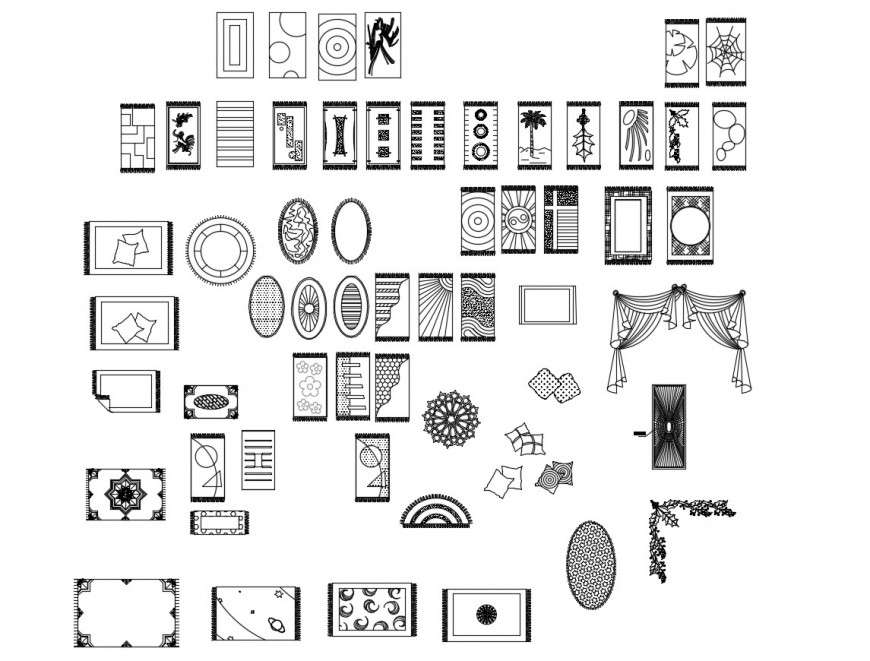 Multiple windows, curtains, painting etc blocks cad drawing details dwg ...