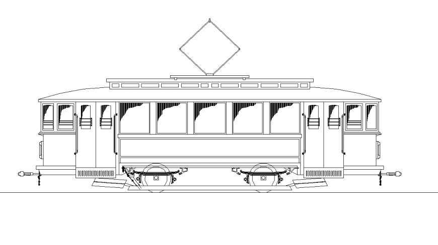 Old aged train engine detail elevation 2d view autocad file - Cadbull