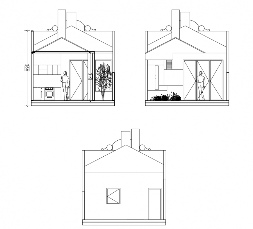 One story small house all sided elevation cad drawing details dwg file ... One story small house all sided elevation cad drawing details dwg file ...