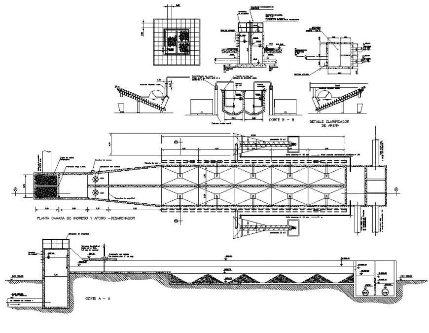 Plan and section of chamber detailing 2d view CAD structure layout ... Plan and section of chamber detailing 2d view CAD structure layout ...