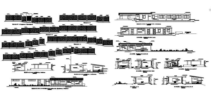 Primary school building all sided elevation and section cad drawing ... Primary school building all sided elevation and section cad drawing ...