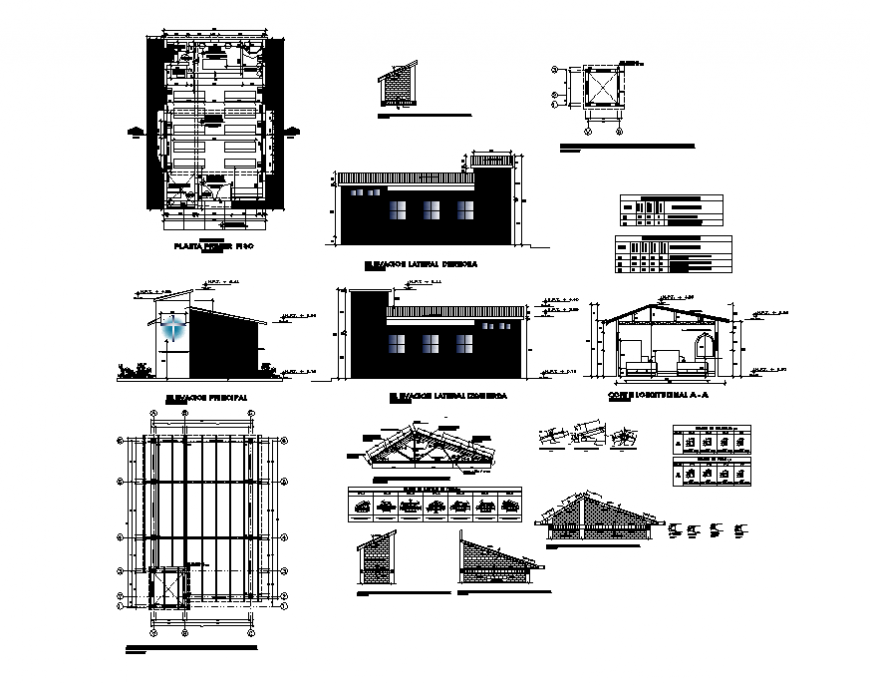 Religious church elevation, section, plan and constructive structure ... Religious church elevation, section, plan and constructive structure ...