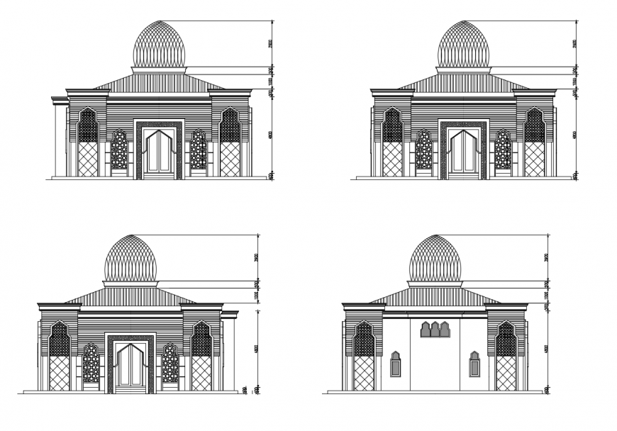 Religious mosque all sided elevation cad drawing details dwg file - Cadbull Religious mosque all sided elevation cad drawing details dwg file - Cadbull