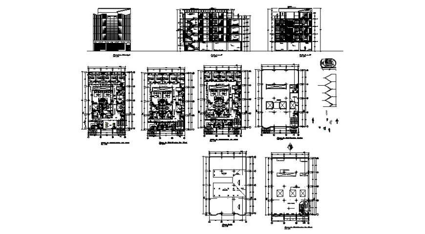 Residential apartment housing building elevation, section and floor ... Residential apartment housing building elevation, section and floor ...