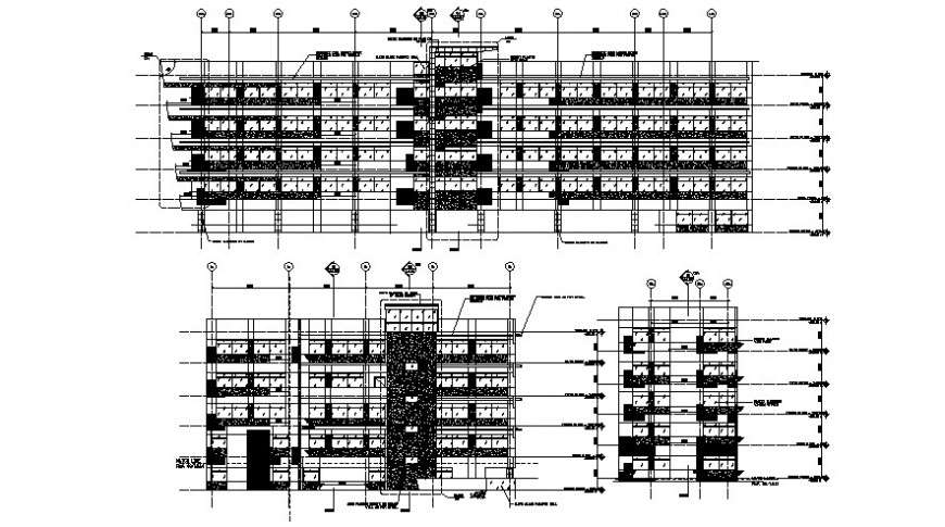 Residential building all three sided elevation drawing details dwg file ... Residential building all three sided elevation drawing details dwg file ...