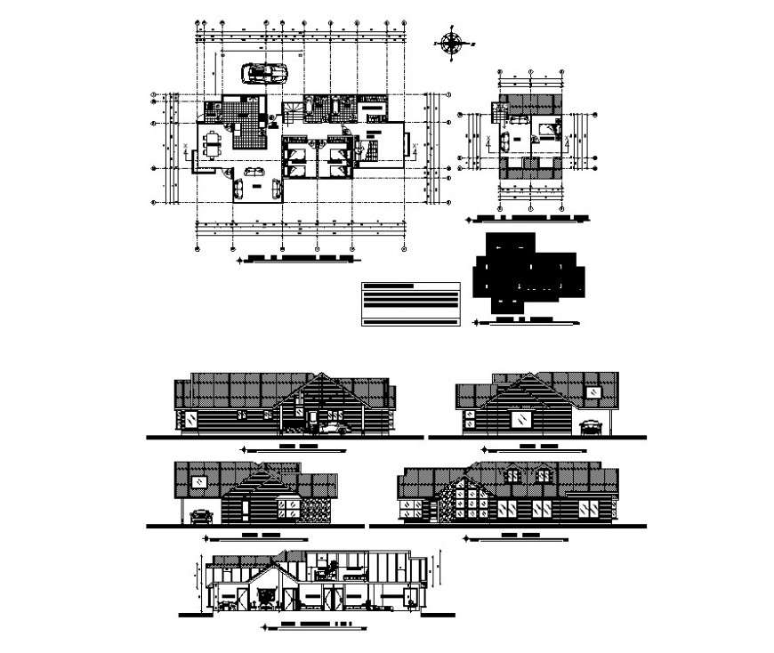 Residential housing structure detail layout plan, elevation and section ... Residential housing structure detail layout plan, elevation and section ...