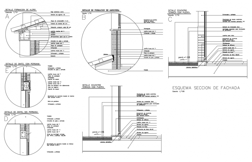 Roof section and front constructive sectional drawing details of house ... Roof section and front constructive sectional drawing details of house ...