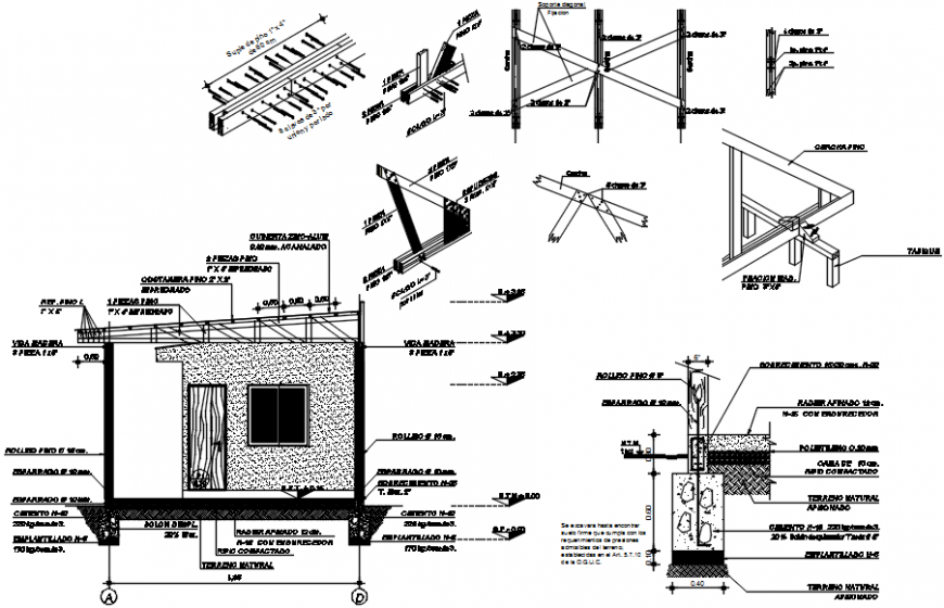 Roof sections, constructive structure and auto-cad drawing details of ... Roof sections, constructive structure and auto-cad drawing details of ...