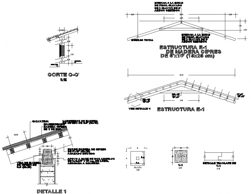 Roof truss section plan detail dwg file - Cadbull