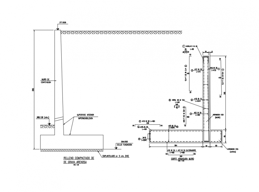 Sandy gravel retaining wall constructive cad drawing details dwg file ... Sandy gravel retaining wall constructive cad drawing details dwg file ...