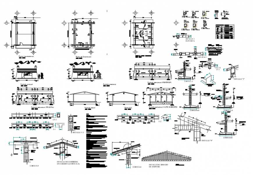 School classrooms sections and constructive structure details dwg file ...
