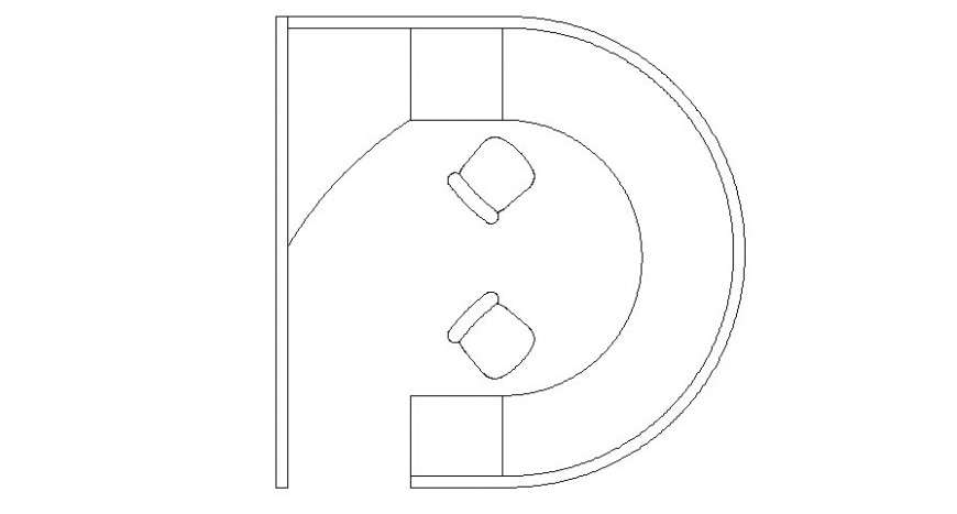 Semi Circle Shape Table Desk Drawings 2d View Elevation Autocad File