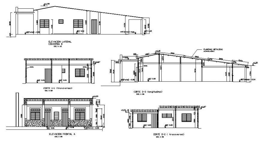 Semi-detached house all sided elevation and section details dwg file ... Semi-detached house all sided elevation and section details dwg file ...