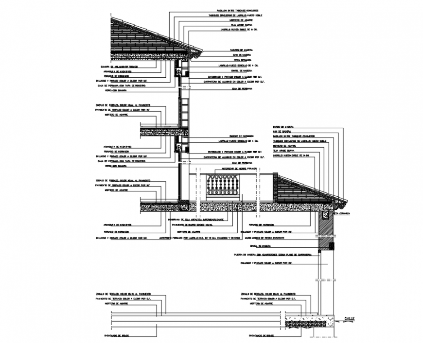 Single story house with roof sectional constructive details dwg file ... Single story house with roof sectional constructive details dwg file ...