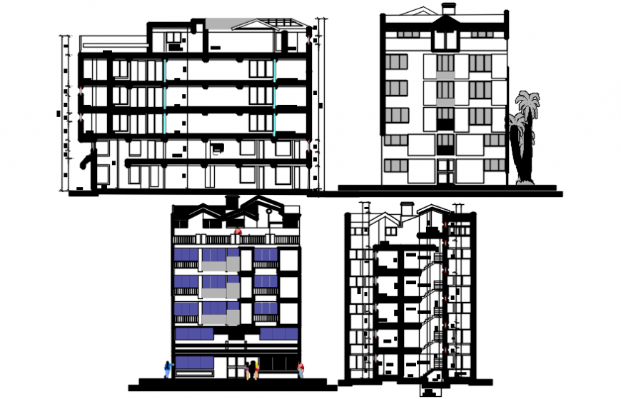 Six story office building elevation and sections cad drawing details ... Six story office building elevation and sections cad drawing details ...